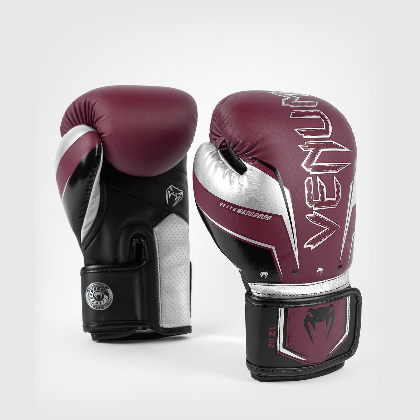 Venum Elite Evo Boxing Gloves - Burgundy/Silver - Venum