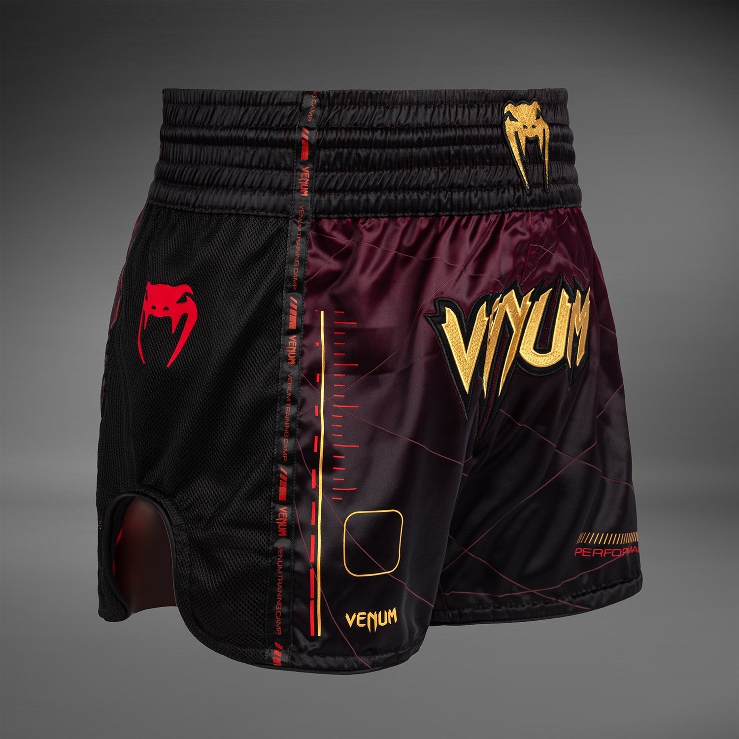 Venum Tactical XT Muay Thai Shorts - Black/Burgundy/Gold - Venum