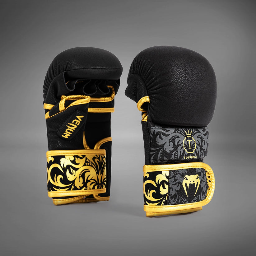 Venum x Topuria Unmatched Edition MMA Sparring Gloves - Black/Gold - Venum