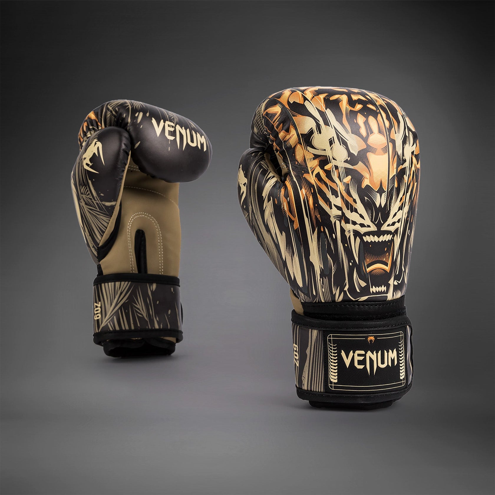 Venum Tiger Kids Boxing Gloves - Black/Neon Orange - Venum