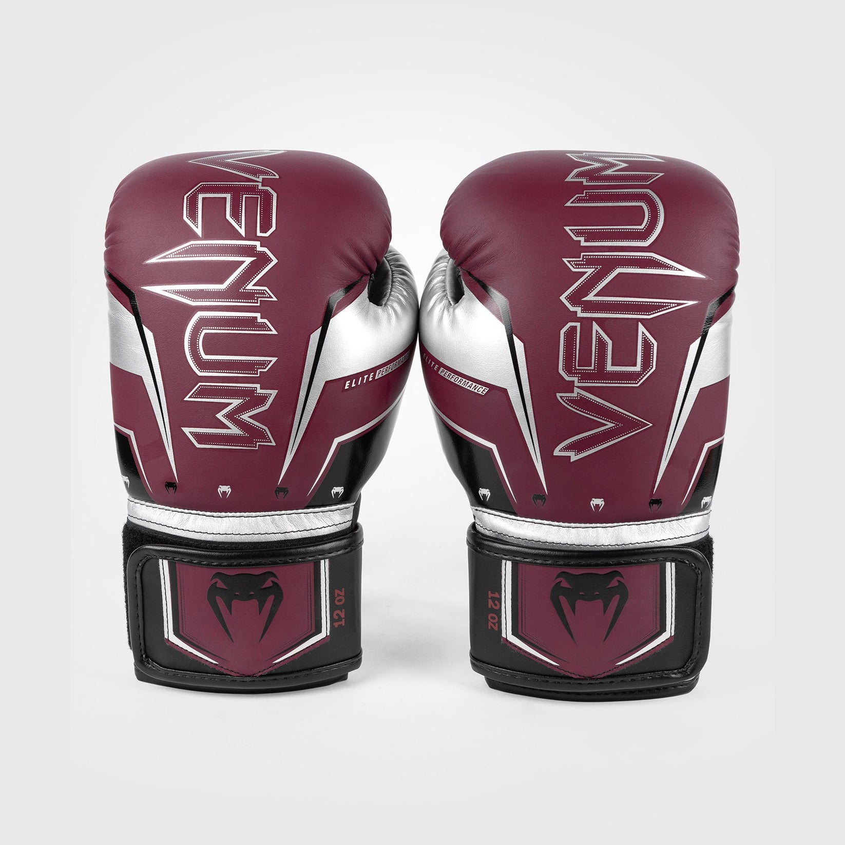 Venum Elite Evo Boxing Gloves - Burgundy/Silver - Venum