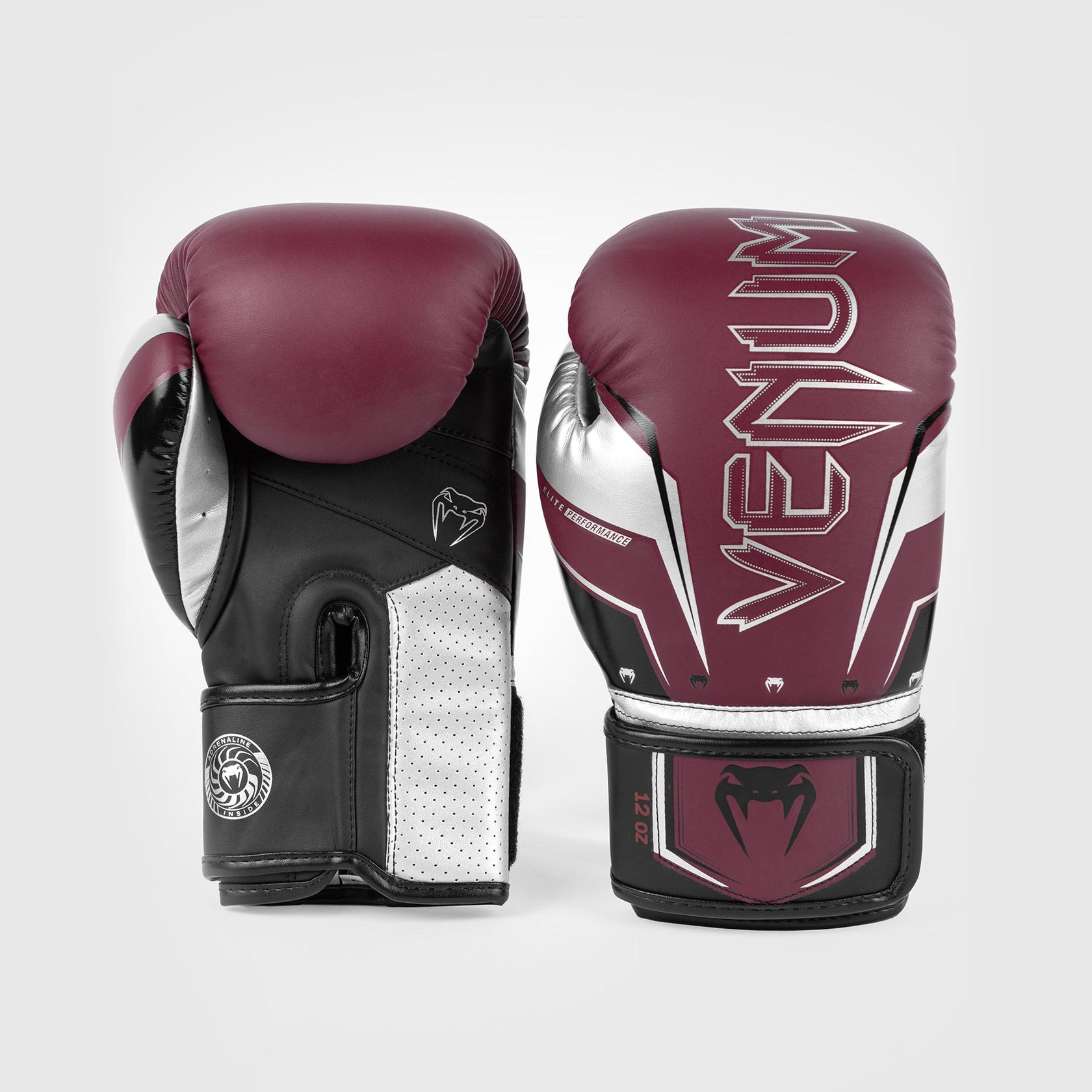Venum Elite Evo Boxing Gloves - Burgundy/Silver - Venum