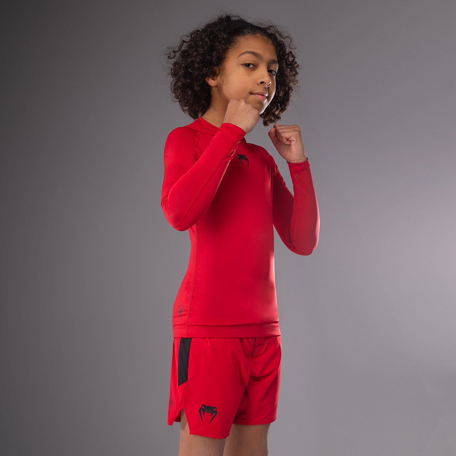 Venum Contender Kids Rashguards Long Sleeves - Cherry Red - Venum