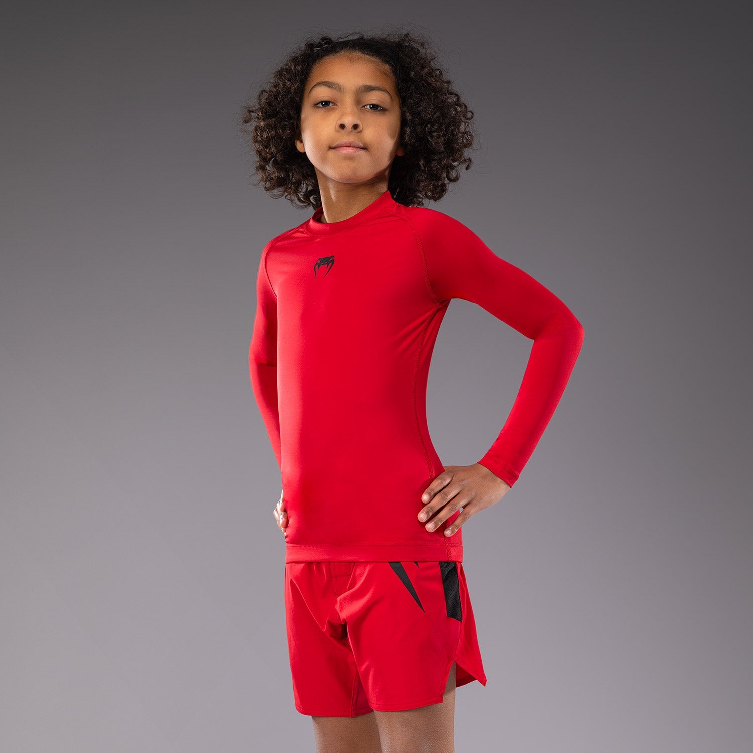 Venum Contender Kids Rashguards Long Sleeves - Cherry Red - Venum