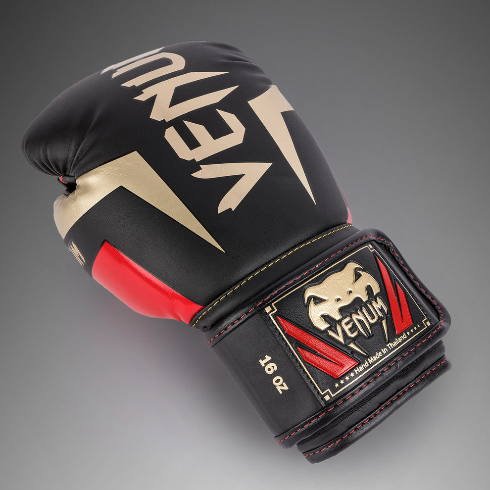 Venum Elite Boxing Gloves - Black/Gold/Red - Venum
